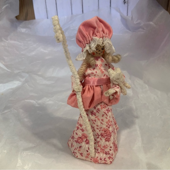 Hand Crafted | Accents | Mary Her Lamb Handmade Peg Doll Pink Floral ...